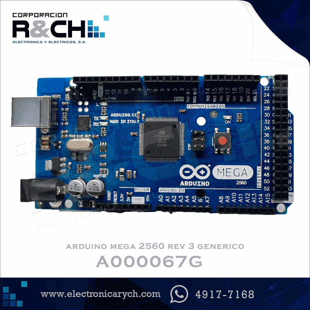 A000067G arduino mega 2560 rev 3 generico | Electronica R&CH
